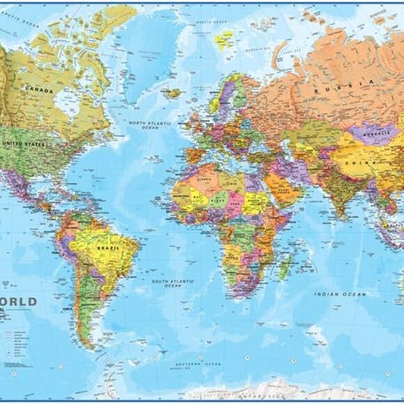 Other | Giant World Map Megamap Of The World 46 X 8 Fully Laminated ...